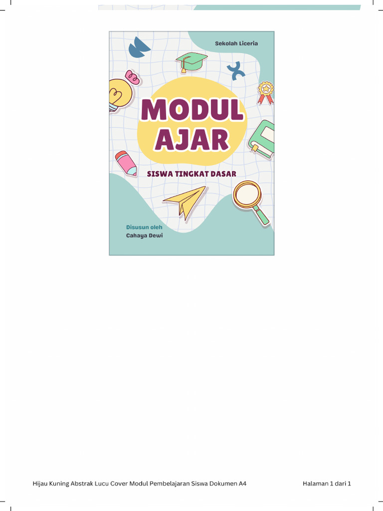 Hijau Kuning Abstrak Lucu Cover Modul Pembelajaran Siswa Dokumen A4 ...