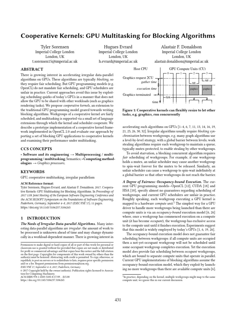 Cooperative Kernels - GPU Multitasking For Blocking Algorithms (Fse2017 ...