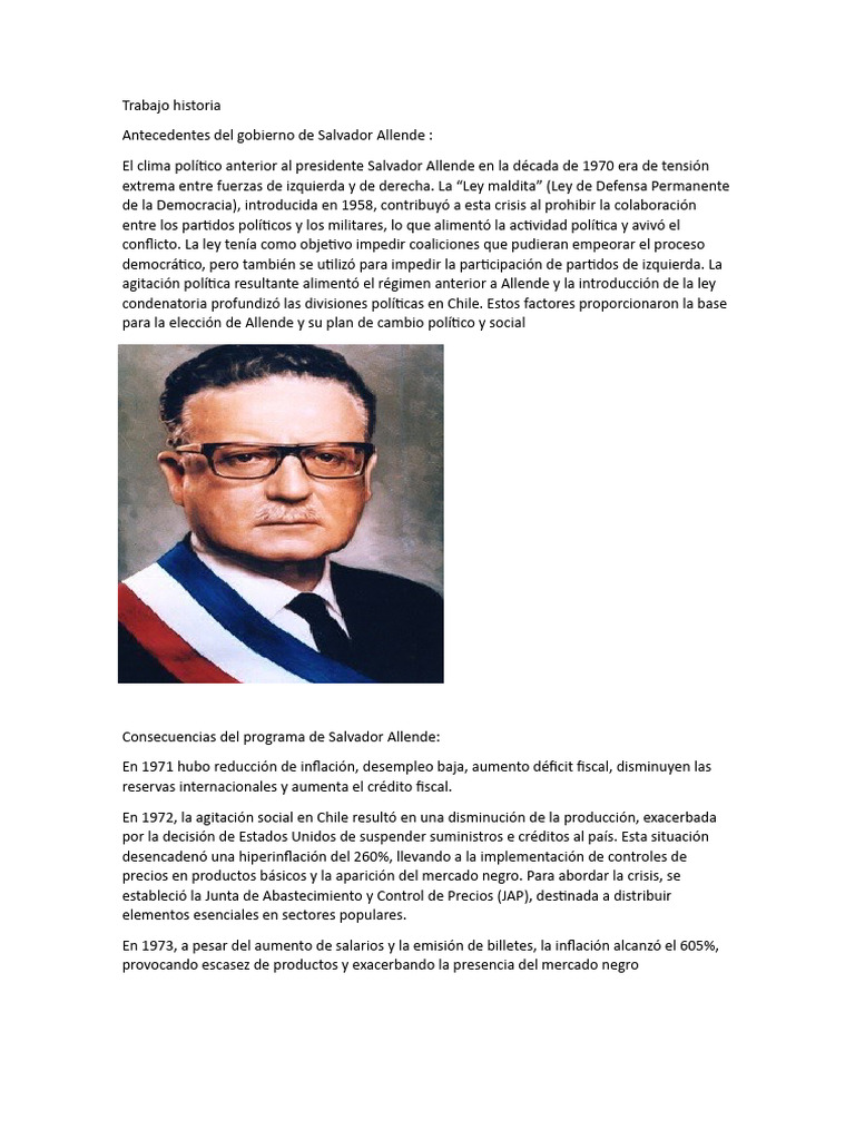 Historia de Chile: Allende y Pinochet | PDF | Augusto Pinochet | Gobierno