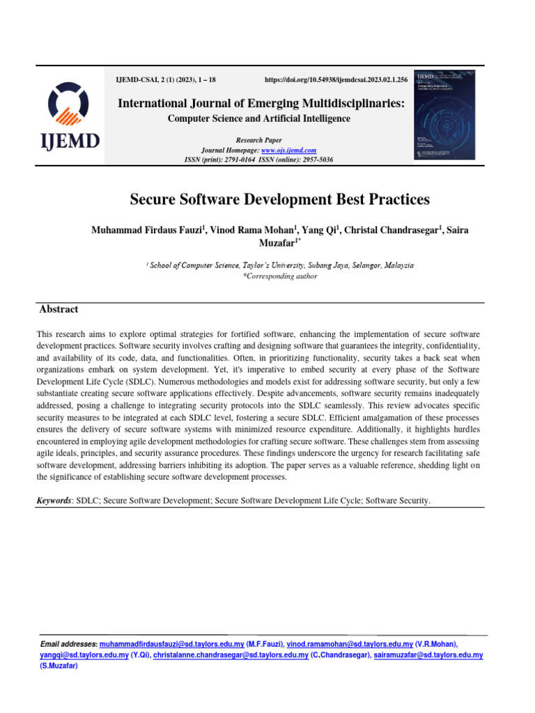 Secure Software Development Best Practices | PDF | Software Development Process | Agile Software ...