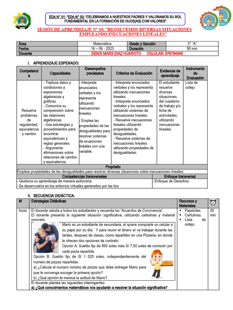 3°-Sesion 10 - Eda 3 | PDF | Ecuaciones | Aprendizaje