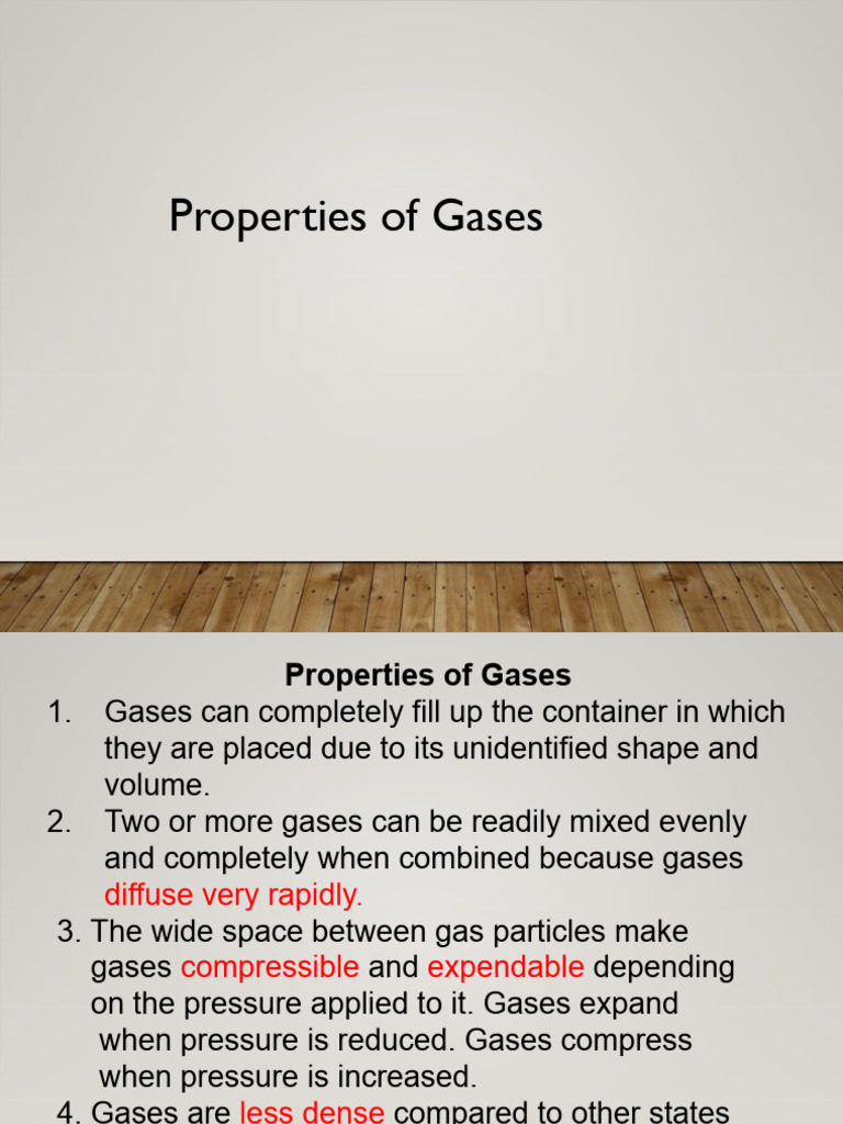 Properties of Gases | PDF | Teaching Methods & Materials | Science ...