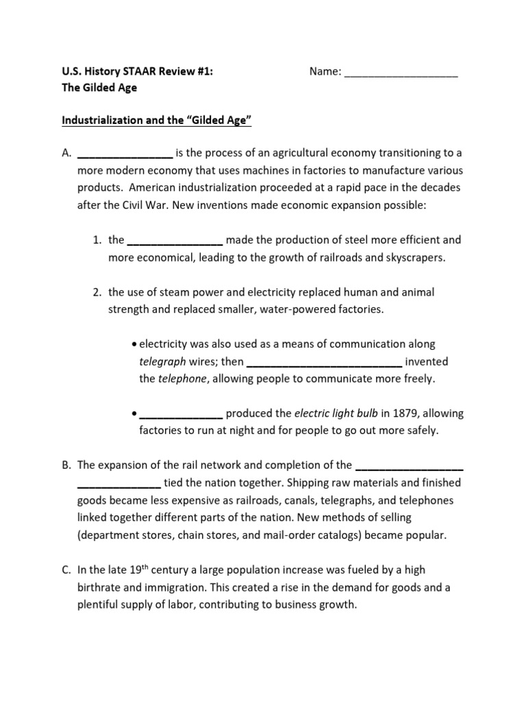 Gilded Age U.S. History Review Guide | PDF | Native Americans In The ...