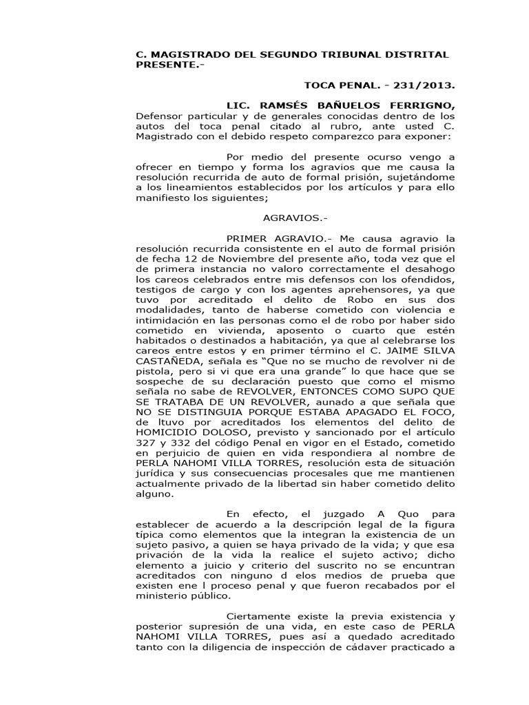 Agravios Penales | PDF | Caso de ley | Sentencia (ley)