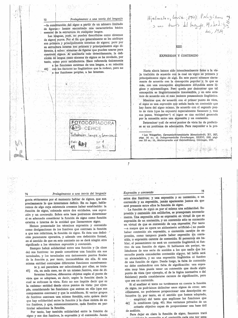 Hjelmslev - 1943 - Expresion y Contenido | PDF
