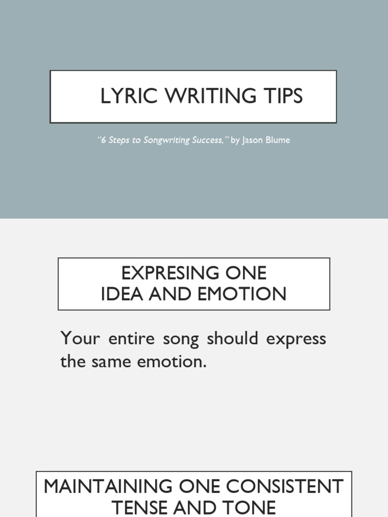 Lyric Writing Tips and Techniques | PDF | Refrain