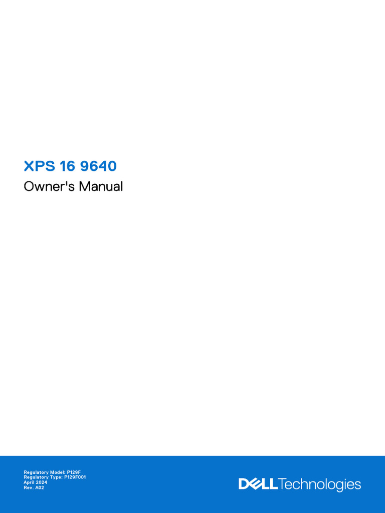 Dell XPS 16 (9640) Owners Manual - English | PDF | Usb | Computing