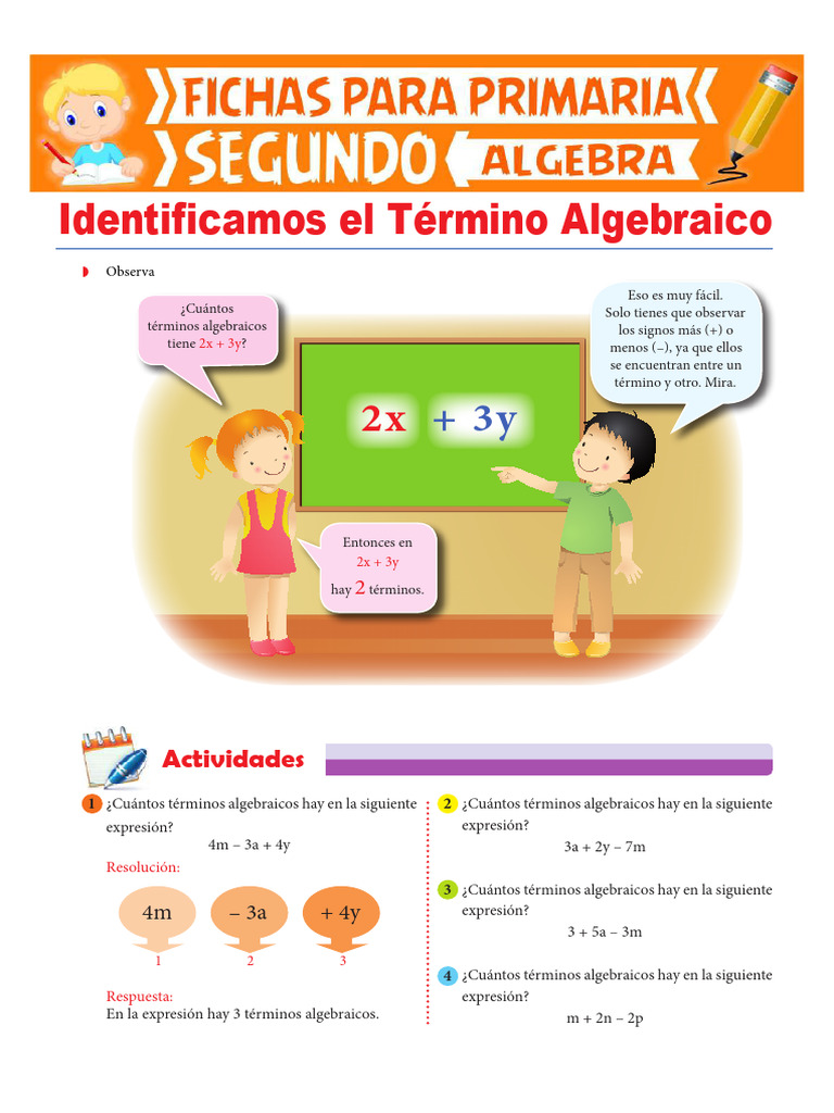 Identificamos El Término Algebraico para Segundo de Primaria | PDF