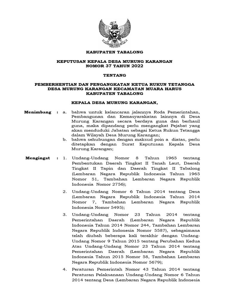 SK No.37 Paw RT3 | PDF | Griya & Taman