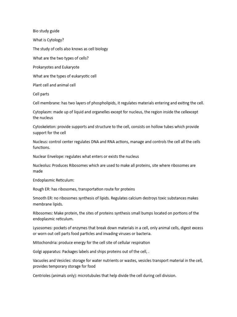 Bio Study Guide | PDF