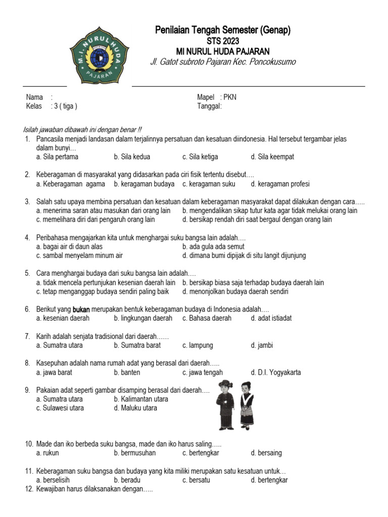 PKN Kelas 3 Sts | PDF