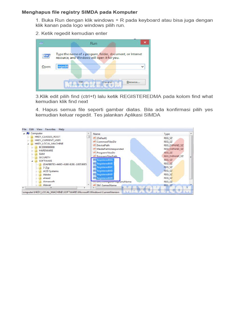 SIMDA EXPARIED Menghapus File Registry SIMDA Pada Komputer | PDF