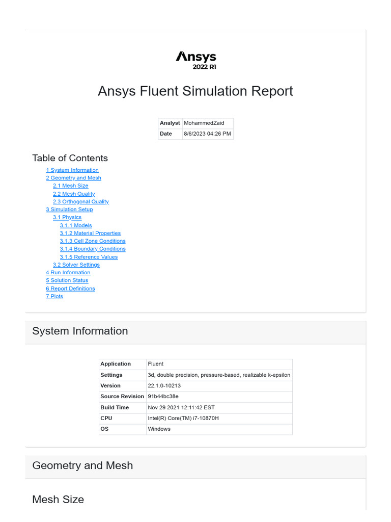 Wind Turbine Flat Plate Blades Simulation Report2 | PDF | Turbulence | Viscosity