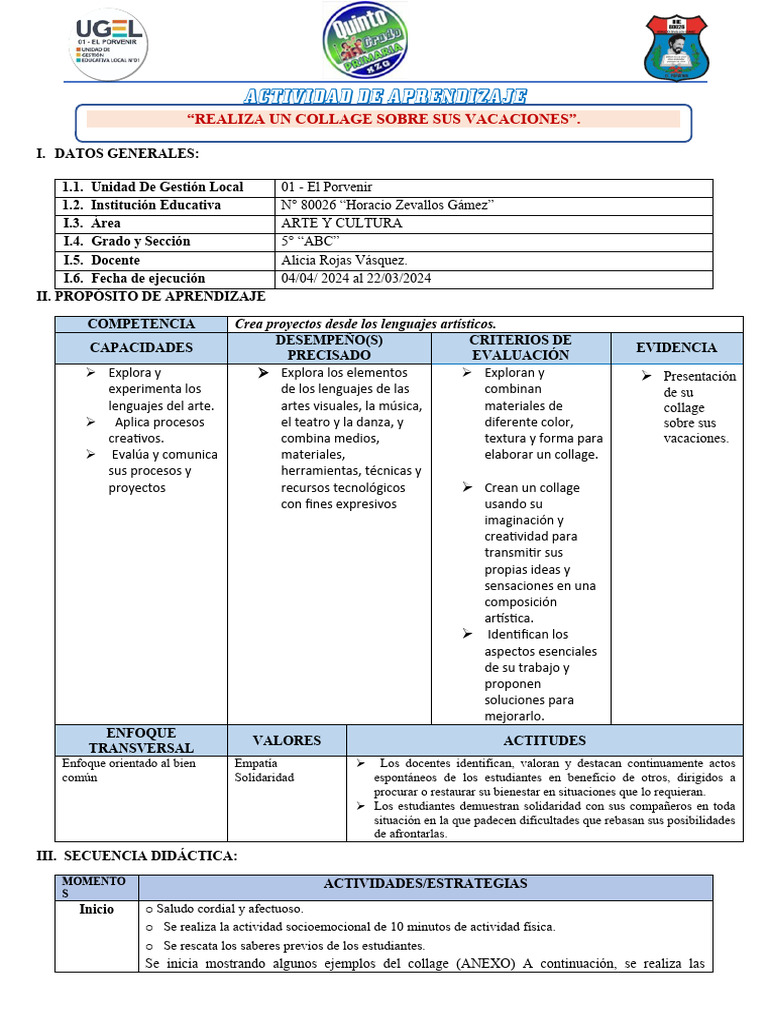 Sesion de Arte 04 | PDF | Collage | Aprendizaje