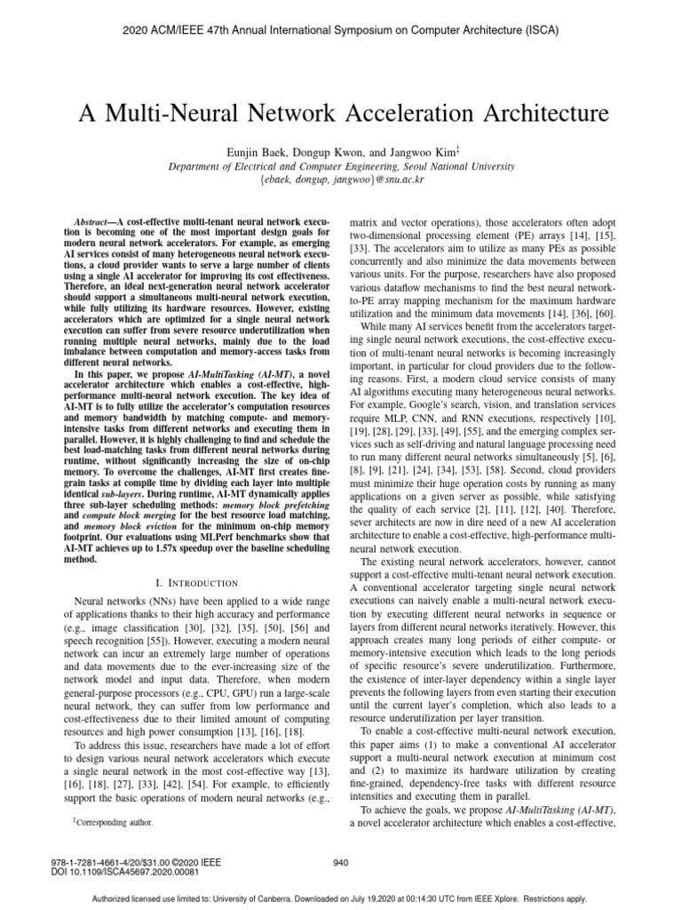 AI-MT: Multi-Neural Network Accelerator | PDF | Artificial Neural Network | Scheduling (Computing)