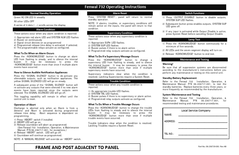 Fenwal 732 Operating Instructions | PDF | Relay | Light Emitting Diode