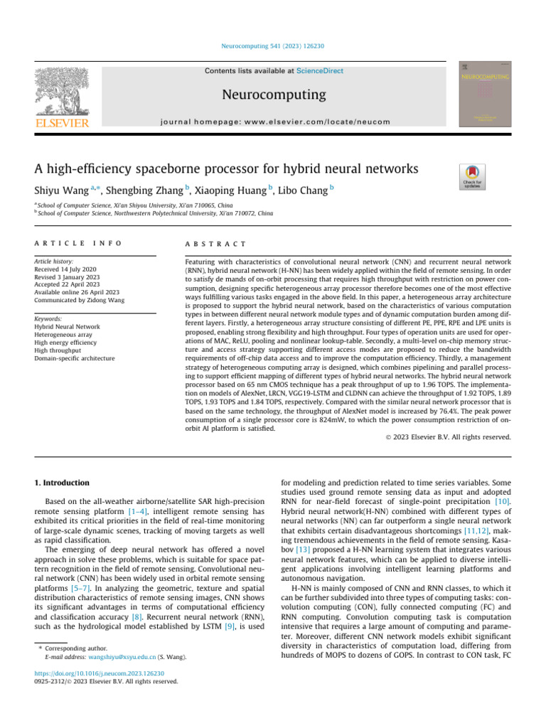 A High-efficiency Spaceborne Processor for Hybrid Neural Networks | Download Free PDF ...