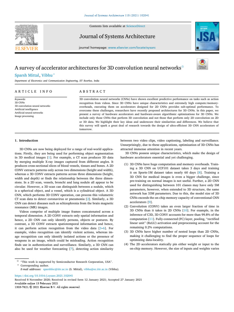 A Survey Of Accelerator Architectures For 3d Convolution Neural Networks Pdf Artificial