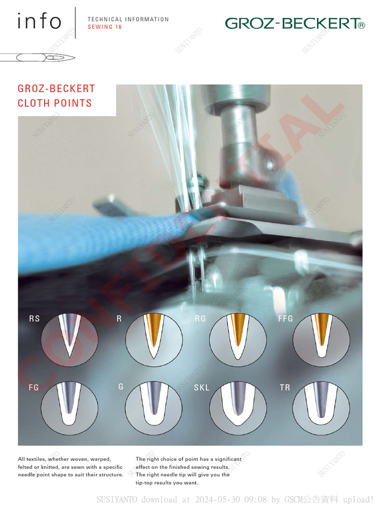 Groz-Beckert Needle Guide and Chart | PDF | Sewing | Sweater