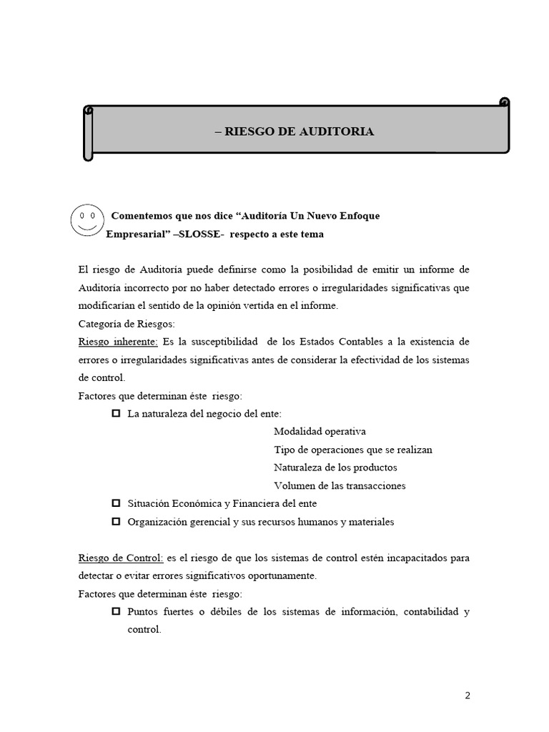 Clase-Auditoria-Planeamiento, Control Interno, Riesgos - Casos Practicos | PDF | Auditoría ...