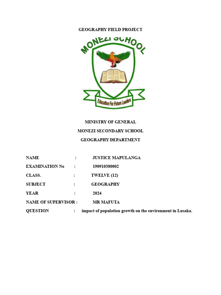 Filed Project 2 Justice Mapulanga | PDF | Human Overpopulation | Poverty