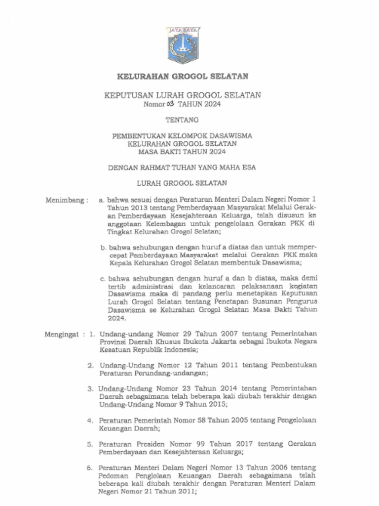 SK Dasawisma Tahun 2024 | PDF