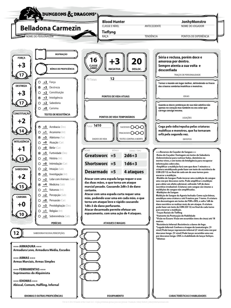 Ficha D&D Editavel | PDF