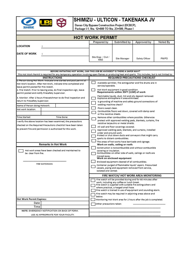 Hot Work Permit - 044540 | PDF | Fires | Firefighting