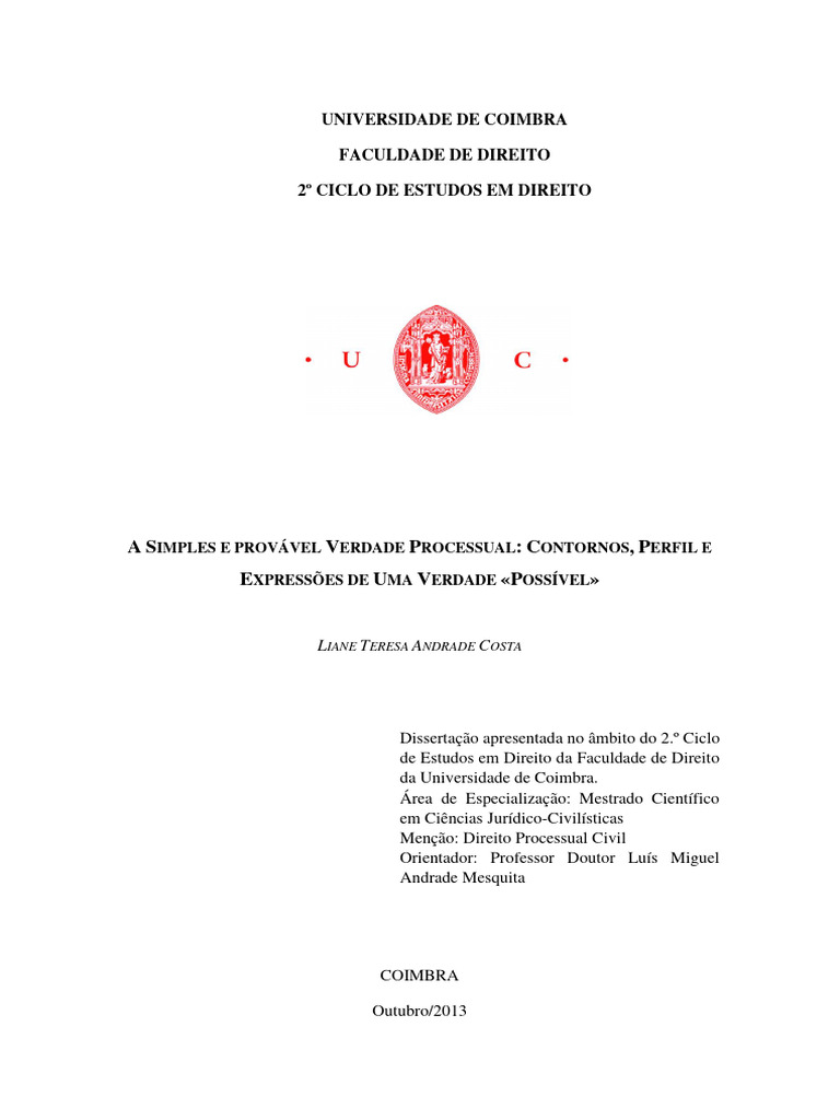 A Simples e Provavel Verdade Processual Contornos | PDF | Verdade | Conhecimento