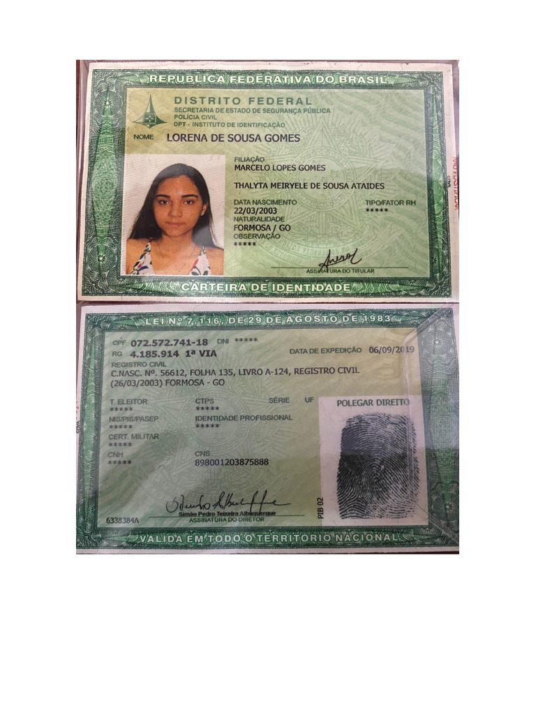 rg frente e verso | PDF