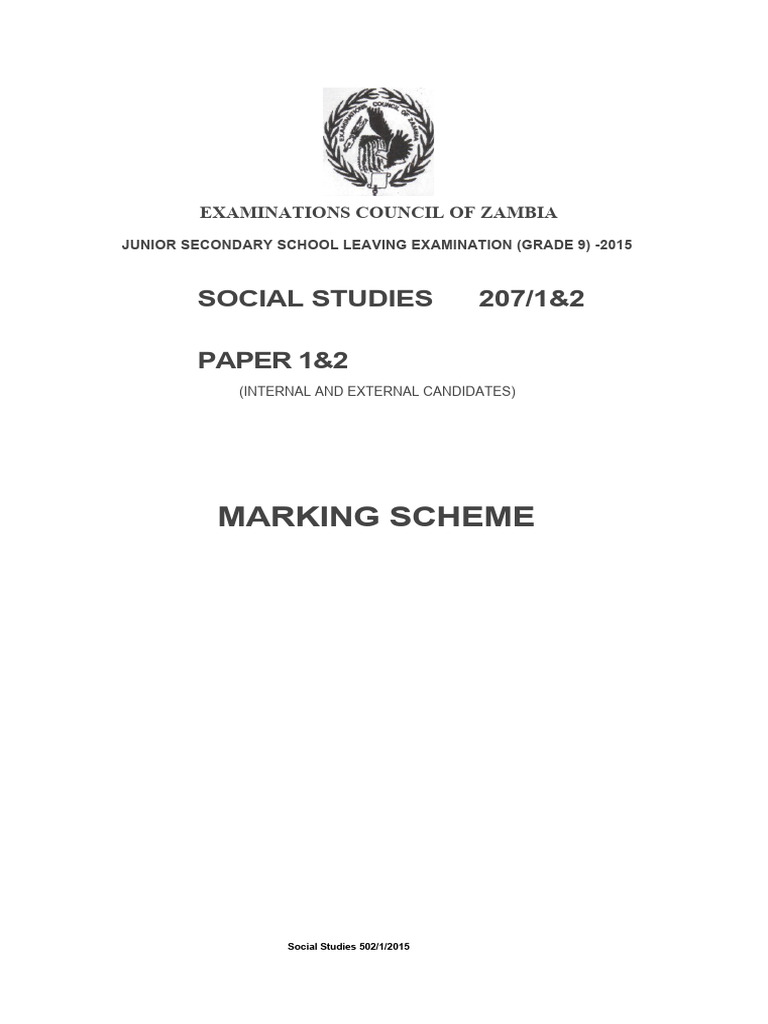 Confidentail Social Studies G9 2015 Marking Key | PDF | Cost Of Living | Money