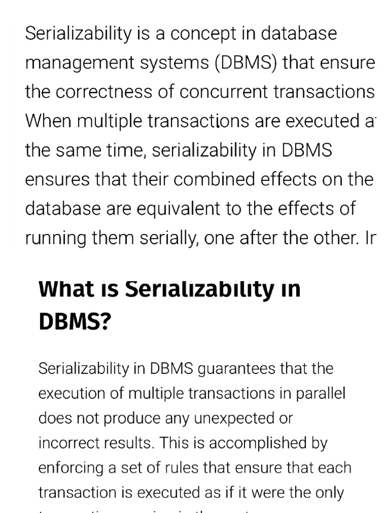 Schedules and Serializabilty in Dbms | PDF