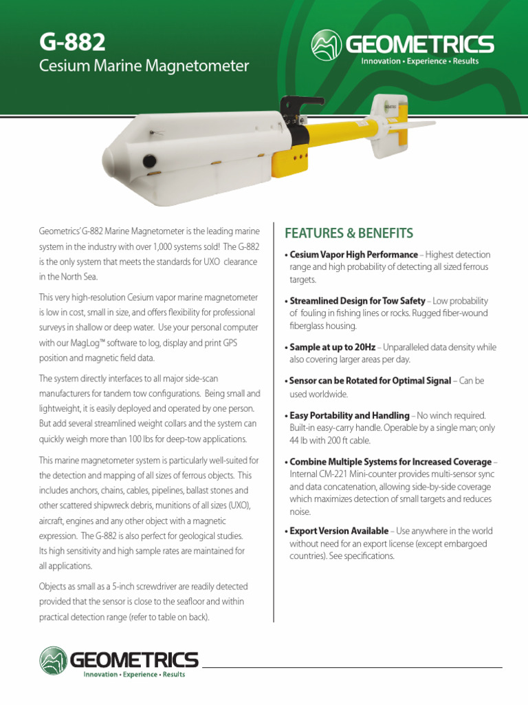 G-882 Spec Sheet | PDF | Magnetometer