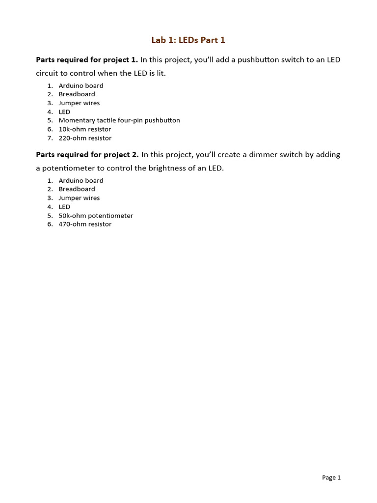 Lab01 - LEDs Part1 | PDF | Switch | Electrical Engineering