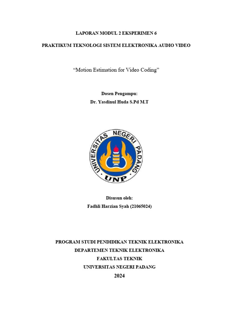 Motion Estimation in Video Coding Experiment | PDF | Data Compression | Multidimensional Signal ...