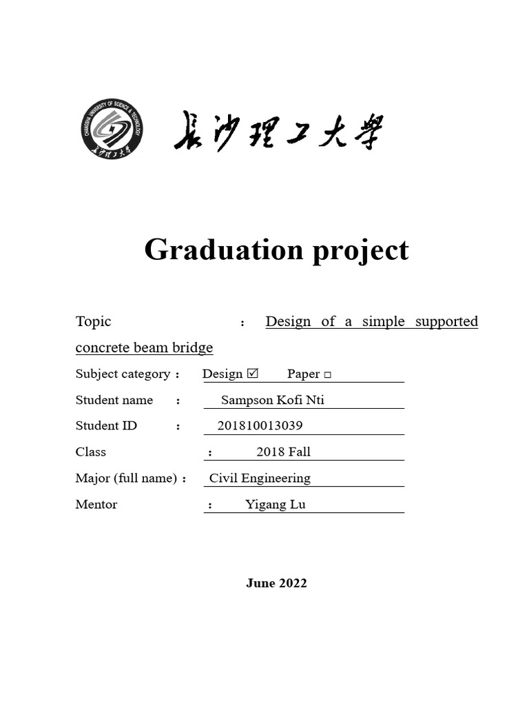 KOFI Project Work 1 | PDF | Beam (Structure) | Bridge