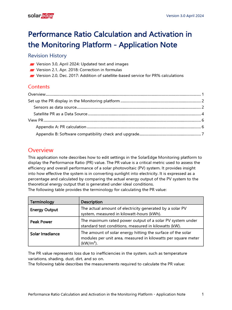 Monitoring Performance Ratio Calculation | PDF | Photovoltaics ...