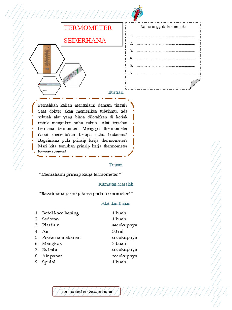 LKPD Termometer Sederhana Xi | PDF | Sains & Matematika