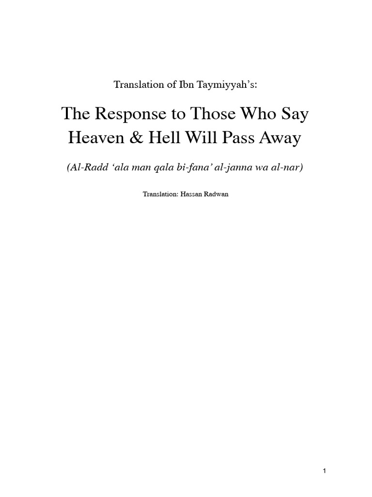 Response To Those Who Say That Heaven A | PDF | Satan | Sunni Islam
