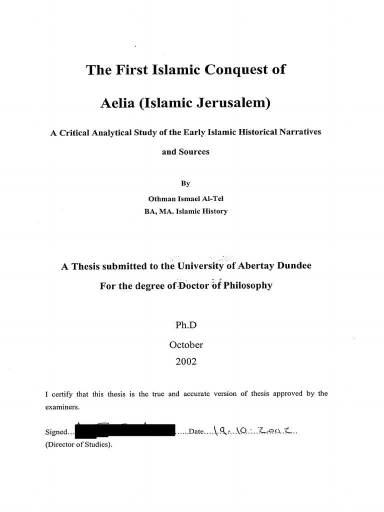 First Islamic Conquest of Aelia Analysis | PDF | Umar | Jerusalem