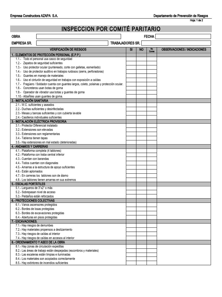 Inspección C. Paritario | PDF