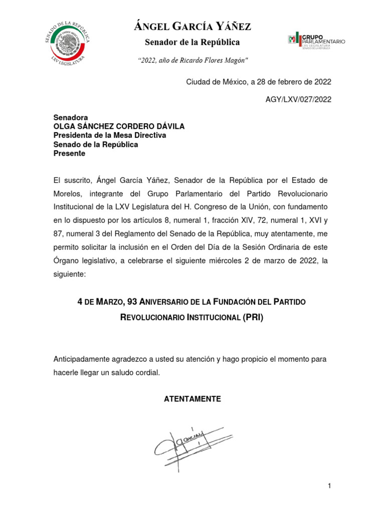 Efem Sen - AGY Aniversario Del PRI | PDF | Partido Revolucionario Institucional | México