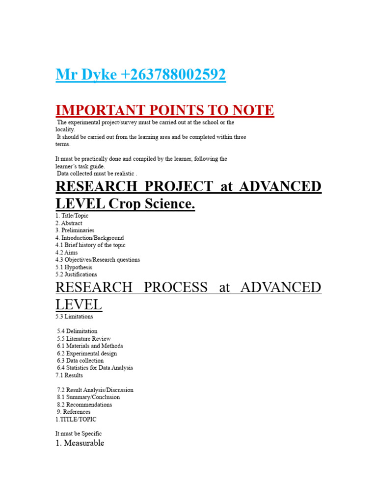 A'level Research Project Prepared by MR Dyke 263788002550 | PDF ...