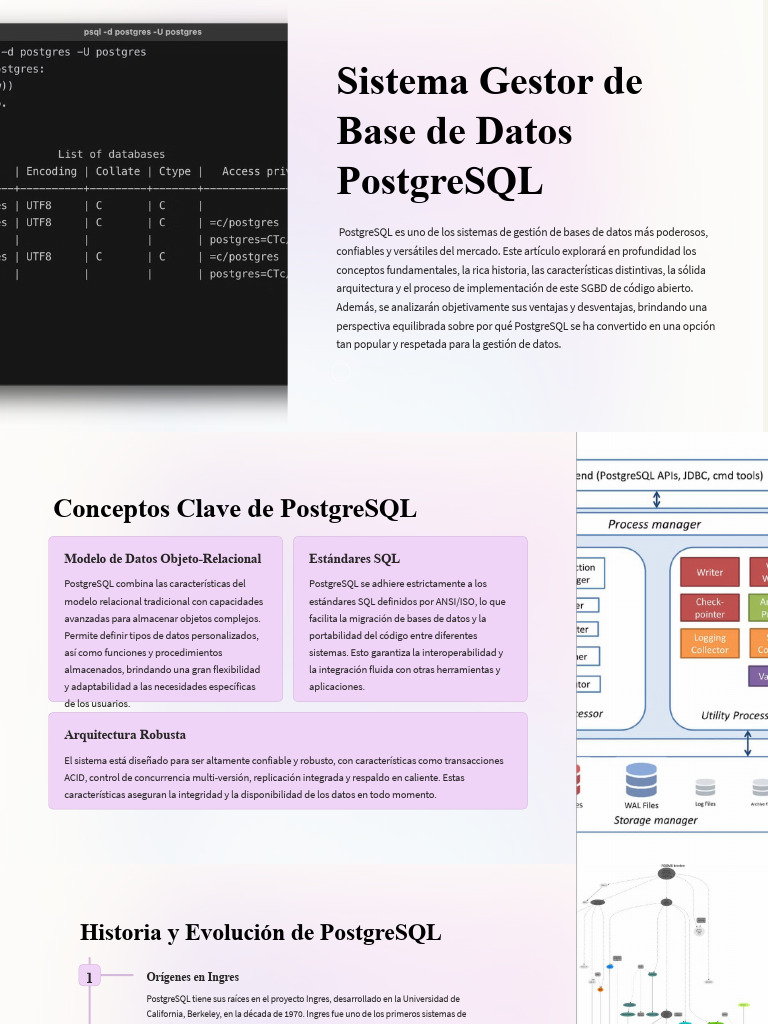 Sistema Gestor de Base de Datos PostgreSQL | PDF | Postgre Sql | Bases de datos