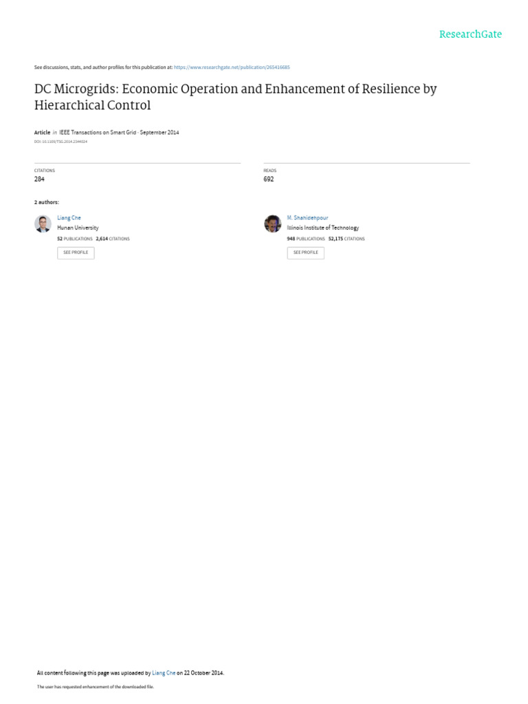 DC Microgrids: Economic Operation and Enhancement of Resilience by Hierarchical Control | PDF ...