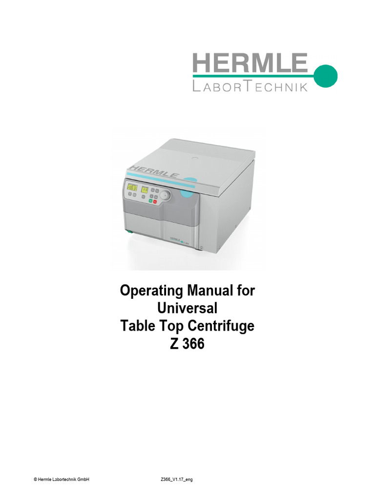 CENTRIFUGA UNIVERSAL HERMLE Z366 - V1.17 - Eng | PDF | Centrifuge