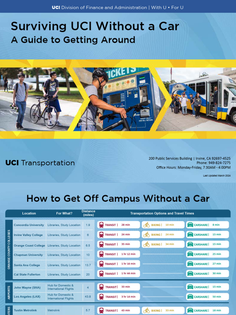 UCI Transportation Guide: Car-Free Options | PDF | Orange County ...