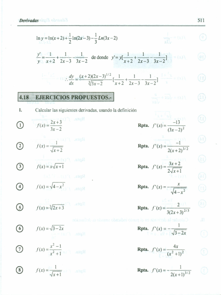 DERIVADAS - EJERCICIOS | PDF