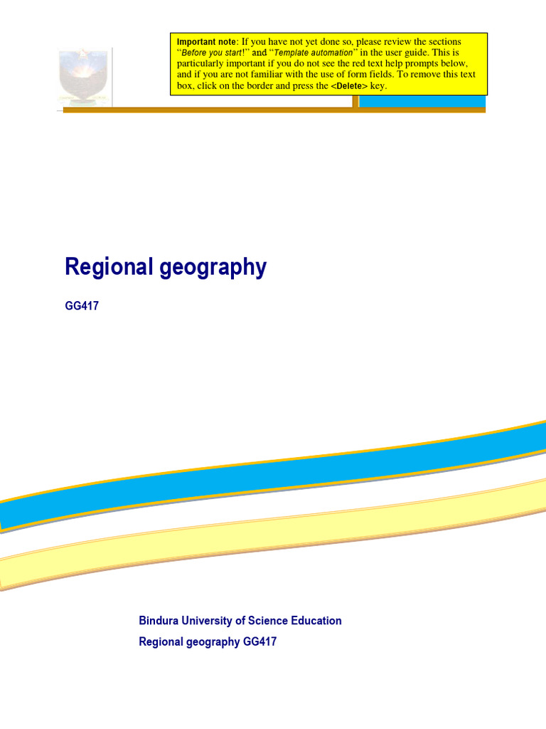 Regional Geography Module GG417best | PDF | Geography | Study Skills
