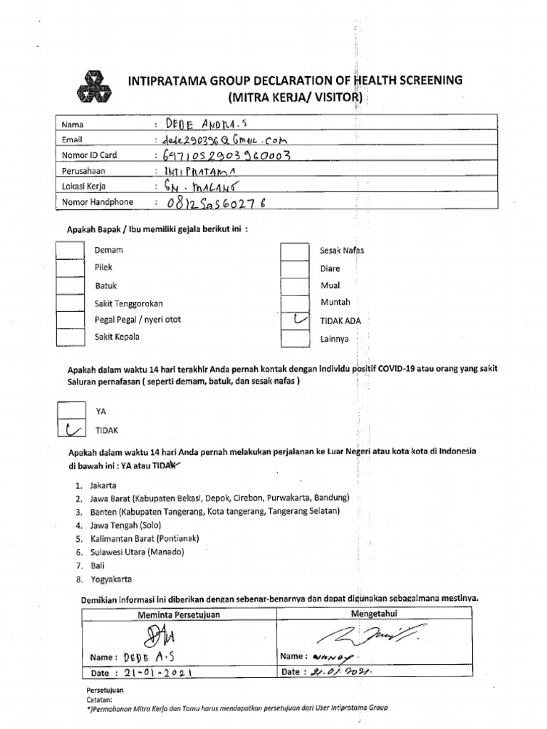 Health Screening Visitor | PDF